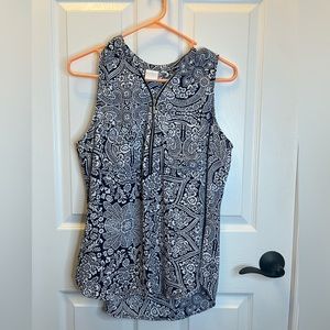 Soho | Tops | Soho Navywhite Paisley Boho Tank With Zipper | Poshmark
